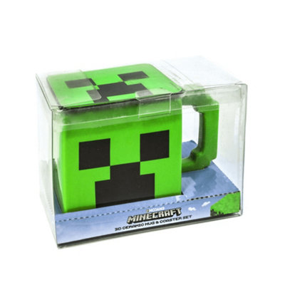 Minecraft Face Creeper Mug and Coaster Set Green (One Size)