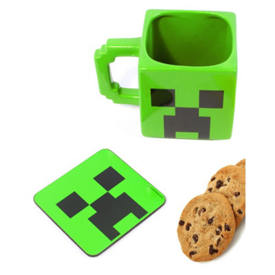 Minecraft Face Creeper Mug and Coaster Set Green (One Size)