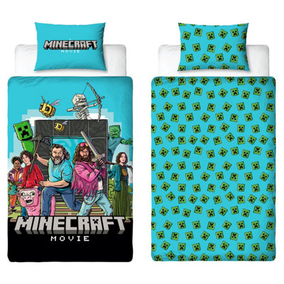 Minecraft Movie Squad Single Polycotton Duvet Cover and Pillowcase Set