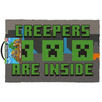 Minecraft Pixelated Door Mat Grey/Green (60cm x 40cm)