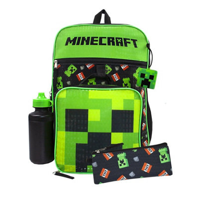 Minecraft TNT Creeper Backpack Set (Pack of 5) Black/Green (One Size ...