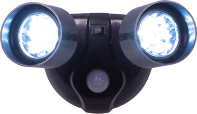 Mini 10 LED Twin Head PIR Motion Sensor Security Light Outdoor Garden ...