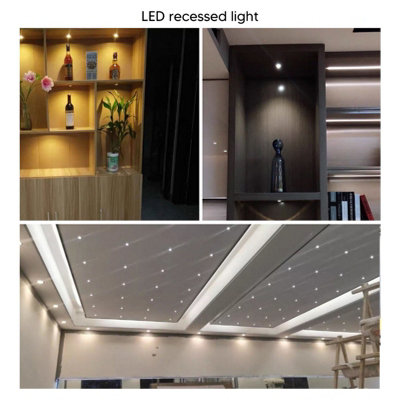 Mini Adjustable Angle LED Recessed Ceiling Light, White Aluminum, 4000K ...