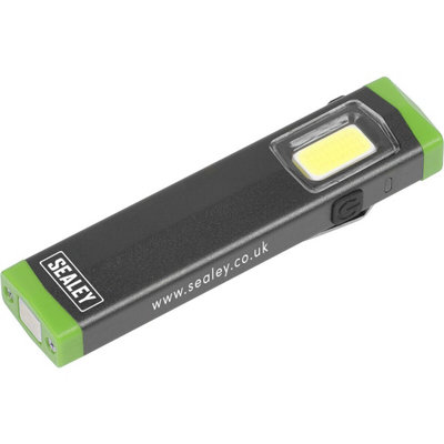 MINI ALUMINIUM HAND TORCH - 3W COB LED - RECHARGEABLE - 2 BRIGHTNESS ...