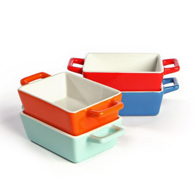 Mini Ceramic Oven Dishes - Set of 4 Rectangle