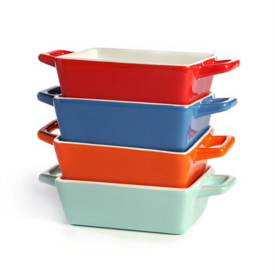 Mini Ceramic Oven Dishes - Set of 4 Rectangle