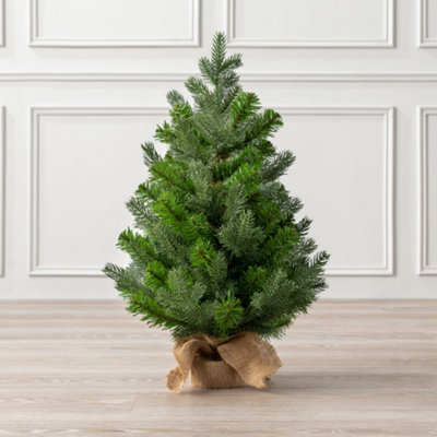 Mini Christmas Tree Artificial Traditional Green Pine Spruce Potted 2ft ...