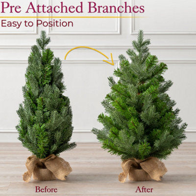Mini Christmas Tree Artificial Traditional Green Pine Spruce Potted 2ft ...