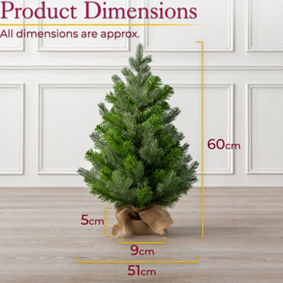 Mini Christmas Tree Artificial Traditional Green Pine Spruce Potted 2ft ...
