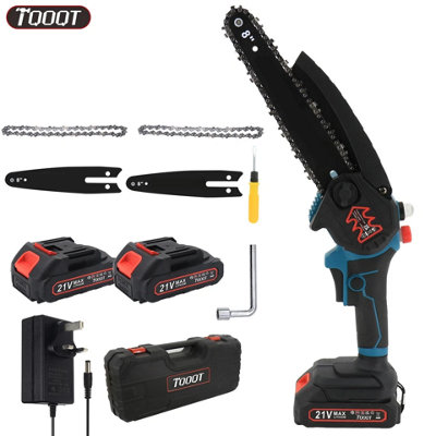 Mini Cordless Chainsaw 8 Inch, Cordless Brushless with 2 Batteries & 2 ...