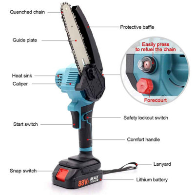 Mini Cordless Chainsaw 8 Inch, Cordless Brushless with 2 Batteries & 2 ...