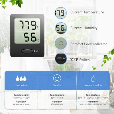 Mini Digital LCD Humidity Meter Thermometer - White