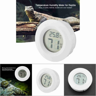 Mini Digital LCD Thermometer&Hygrometer for Reptiles-Round Temperature ...