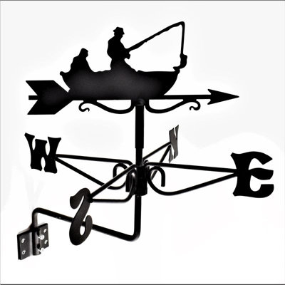 Mini Fisherman Weathervane - Steel - L38 x W38 x H43 cm - Black | DIY ...