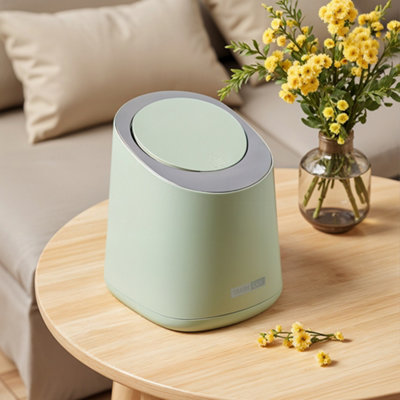 Mini Green Desktop Trash Bin with Press-top Lid