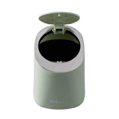 Mini Green Desktop Trash Bin with Press-top Lid