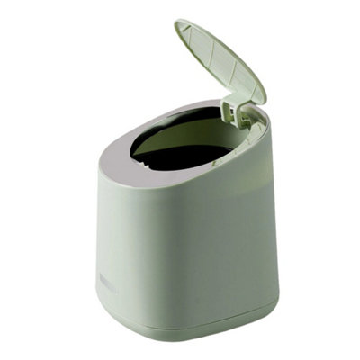 Mini Green Desktop Trash Bin with Press-top Lid