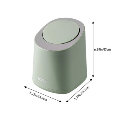 Mini Green Desktop Trash Bin with Press-top Lid