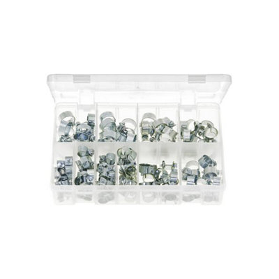 Mini Hose Clips Stainless Steel Adjustable Clamp Set Box of 100 Pieces