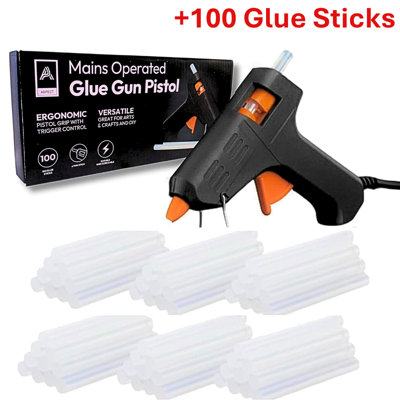 Mini Hot Glue Gun 100 Glue Sticks Included Corded (7x100mm) 20W 220-240V