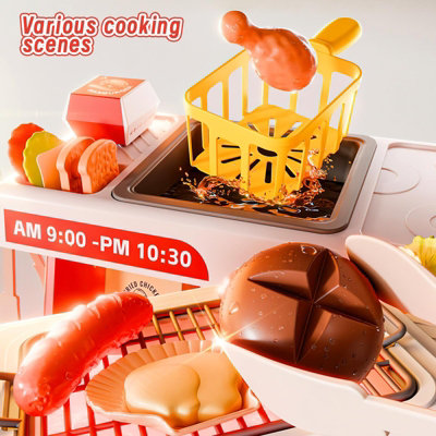 Mini Kitchen Playset 52PCS Fried Chicken Shop Toy with Color-Changing ...