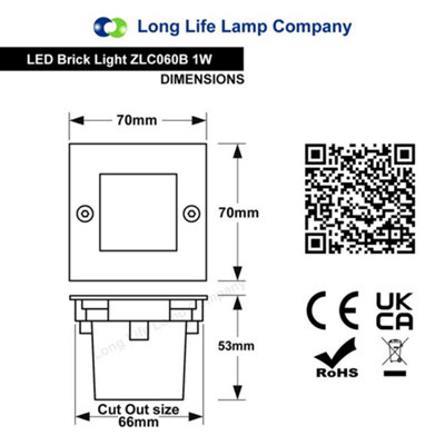 Mini LED Blue Brick Light Outdoor Step Wall Light 70mm Square IP54 ZLC060B