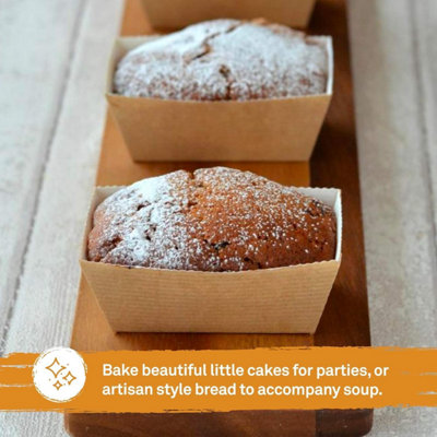 Mini Loaf Cake Cases 400 Pack Disposable Brown Paper Moulds for Baking ...