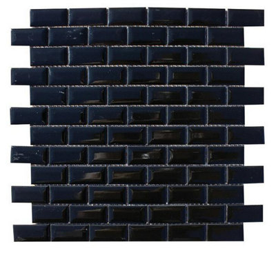 Mini Metro Black Self-Adhesive Mosaic Tile | DIY at B&Q