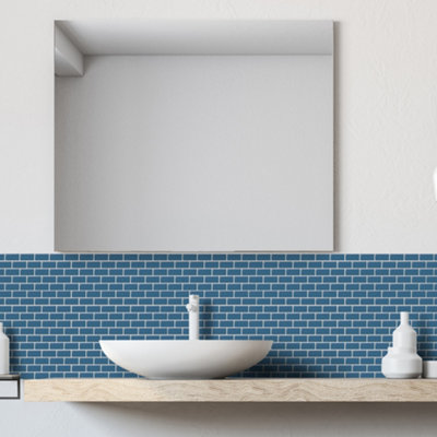 Mini Metro Blue Self-Adhesive Mosaic Tile