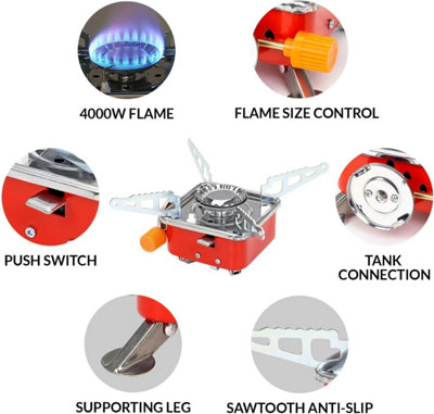 Mini Portable Camping Stove - High Efficiency Windproof Folding Gas ...