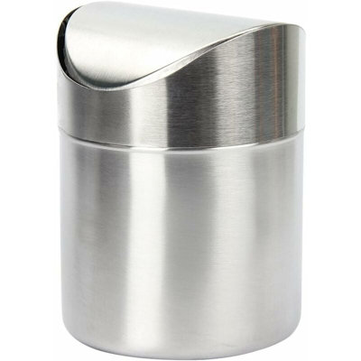 Mini Stainless Steel Trash Bin With Convenient Swing Lid For Office ...
