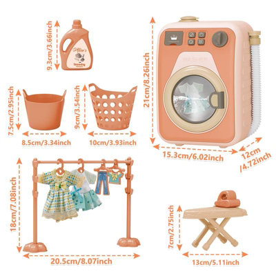 Mini Washing Machine Toy Set with Lights Housekeeping Toys Gifts