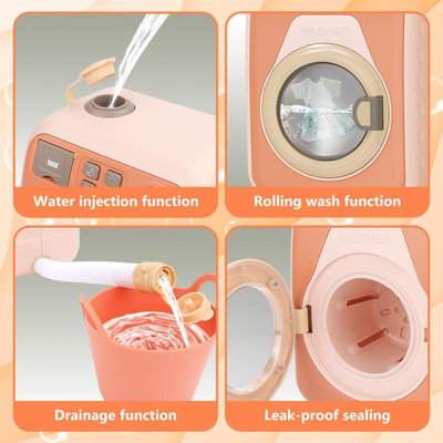 Mini Washing Machine Toy Set with Lights Housekeeping Toys Gifts