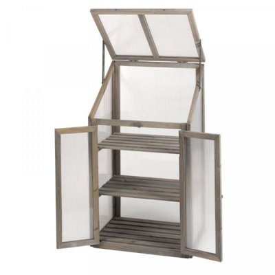Mini Wooden Gro-Zone Greenhouse with 3 Shelves - Germinate Seeds ...