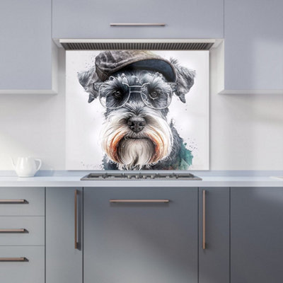 Miniature Schnauzer Dog Splashart Premium Glass Kitchen Splashback ...