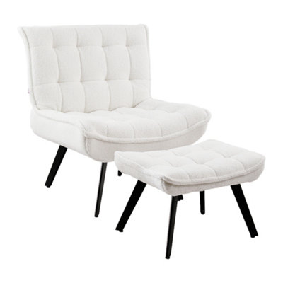 Minimal Comfy Chair with Footstool Set for Living Reading Room