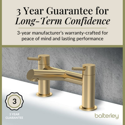 Minimalist Deck Mounted Bath Filler Tap - Brushed Brass - Balterley
