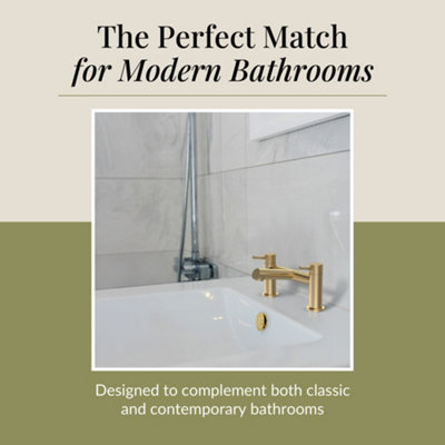 Minimalist Deck Mounted Bath Filler Tap - Brushed Brass - Balterley