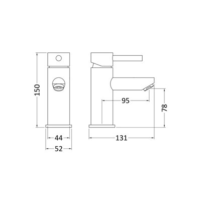 Minimalist Round Mono Basin Mixer Tap & Push Button Waste - Chrome