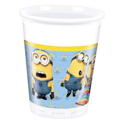 Minions Plastic Characters Disposable Cup (Pack of 8) White/Yellow/Blue ...