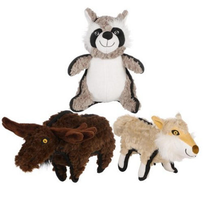 Ministry Of Pets Woodland Tough Canvas Plush Toys Squeaker (Pack of 3)