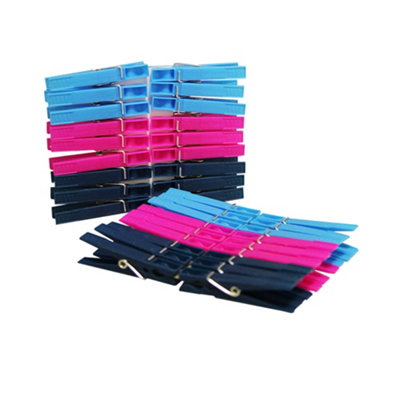 Minky Spring Loaded Plastic Pegs (Pack of 36) Purple/Blue/Navy (7.5 x 1 ...