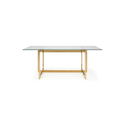 Minori Rectangular Glass Top 4-6 Seater Dining Table - Gold