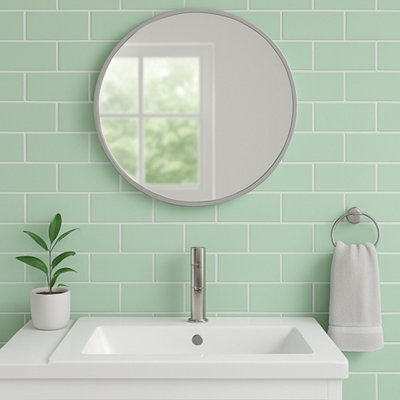 Mint Gloss Metro Tiles (1000 Pack-20 Box-20m2 Coverage)-Sink-Premium Ceramic Wall Finish ...