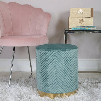 Mint Green Patterned Round Footstool: Stylish Design, Elegant Patterns ...