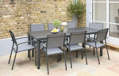 Mint Outdoor Havana Dark Grey 8 Seater Aluminium Patio Dining Set