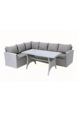 Mint Outdoor Stockholm 6 Seater Grey Rattan Corner Garden Dining and ...