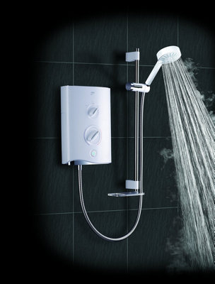 Mira 9.8kw Sport MTF MULTI-FIT Electric Shower White Chrome + Riser ...