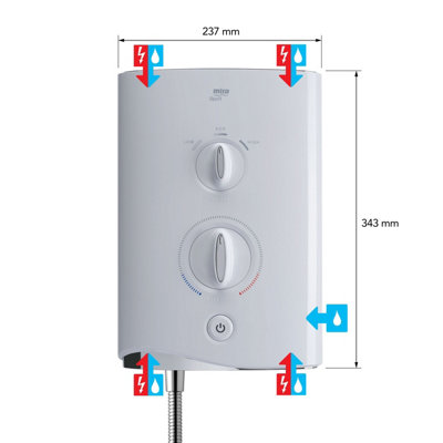Mira 9.8kw Sport MTF MULTI-FIT Electric Shower White Chrome + Riser ...