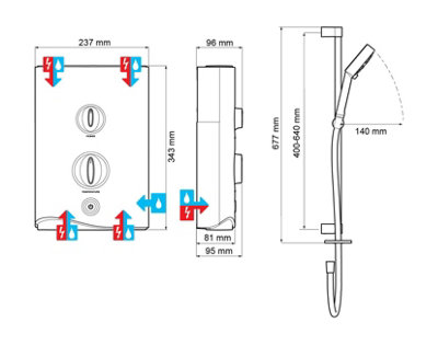 Mira 9.8kw Sport MTF MULTI-FIT Electric Shower White Chrome + Riser ...